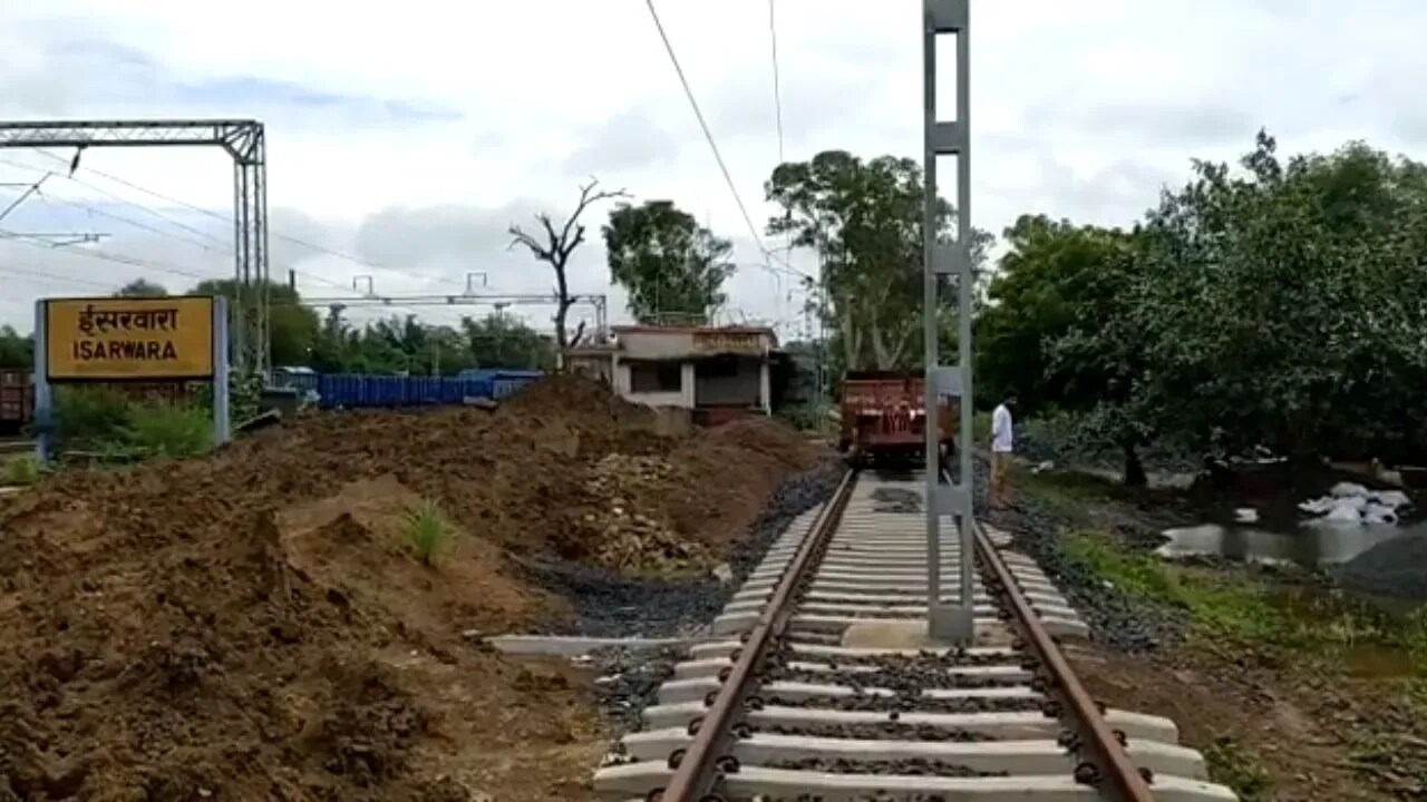 electric poll installed on railway track in Sagar district